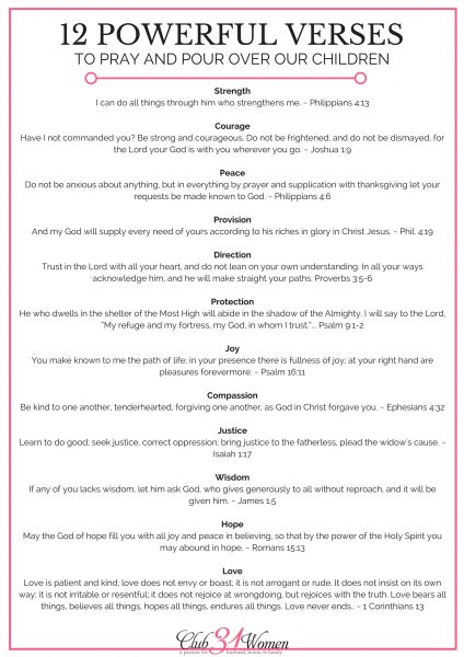12 Powerful Verses to Pray Over Our Children {with free printable ...